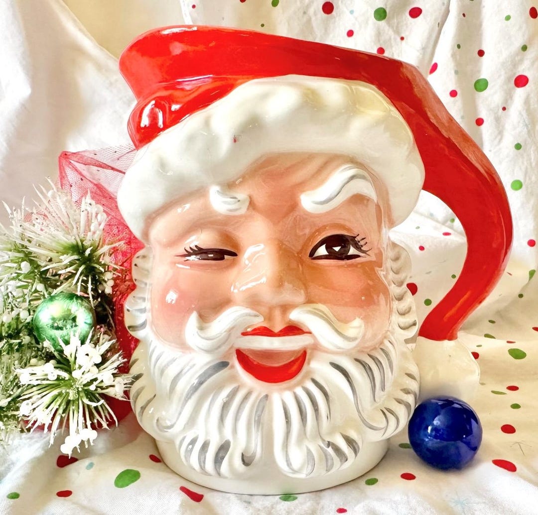 Hand-painted Winking Santa Pitcher From Napco Made in Japan - Etsy
