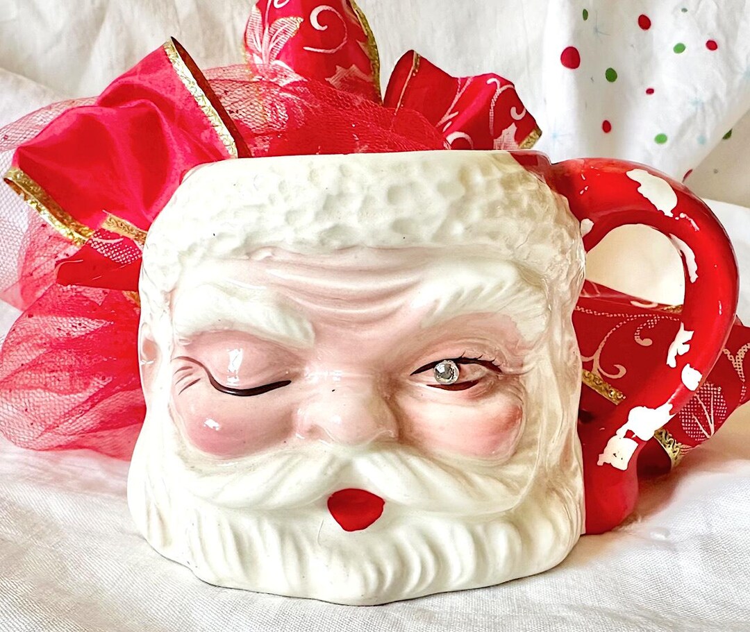 Winking Santa Mug With Rhinestone Eye Made in Japan - Etsy