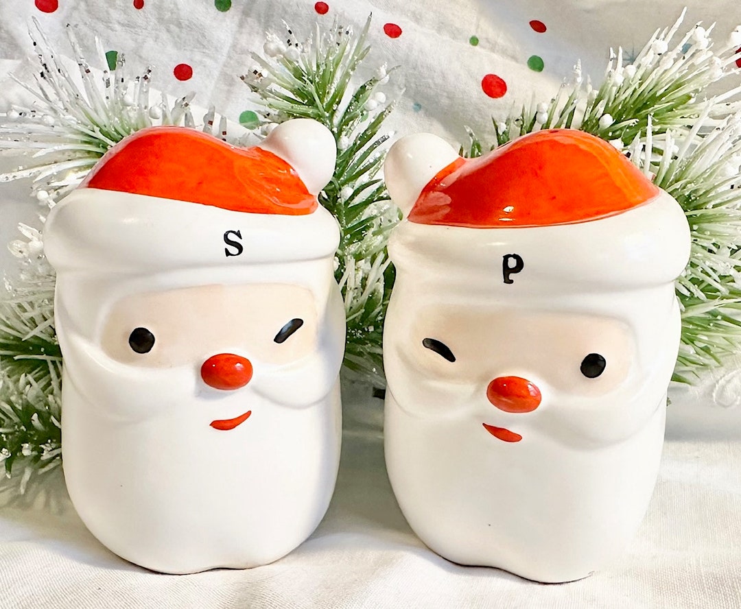 Stylized Winking Santa Salt & Pepper Shakers From Napco - Etsy