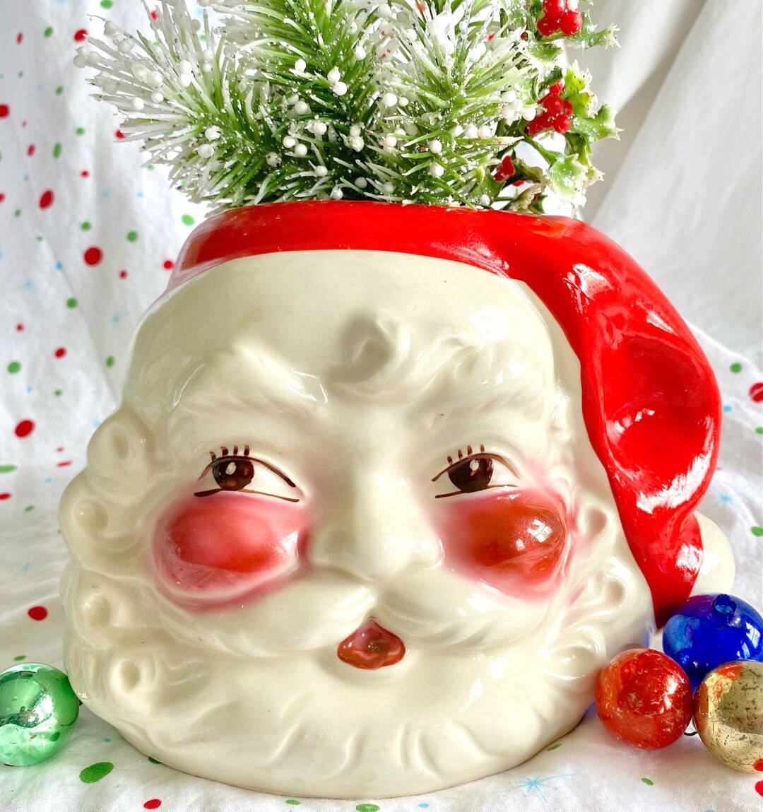 Hand-painted Santa Planter From Napco Made in the USA - Etsy