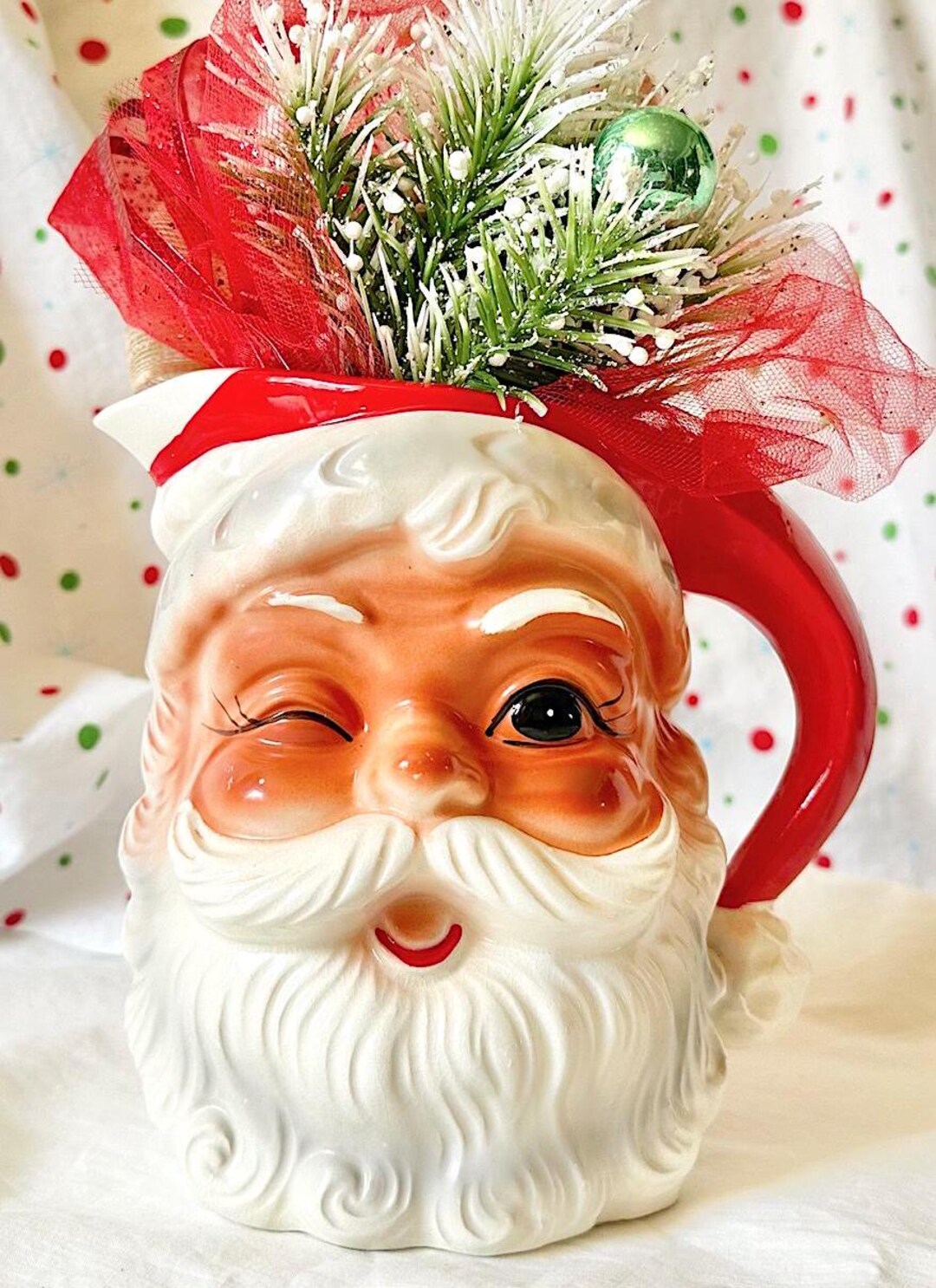 Hand-painted Winking Santa Pitcher From Brinn's Pittsburg, PA Made in ...