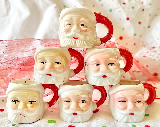 Miniature Hand Painted Santa Mugs Made in Japan Each One Sold ...