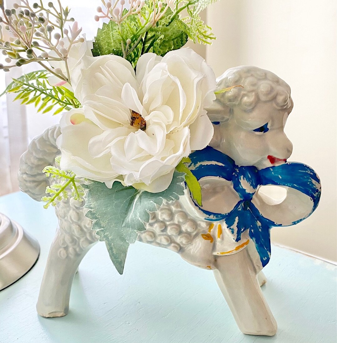 Hand-painted Lamb Planter From Mccoy Pottery - Etsy
