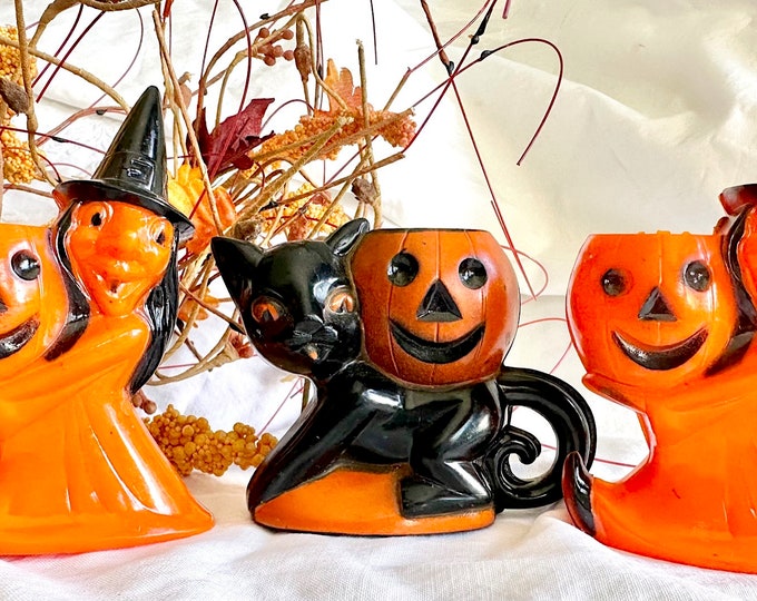 Vintage Halloween E. Rosen Small Candy Cupcake Topper 4 Piece Set ...