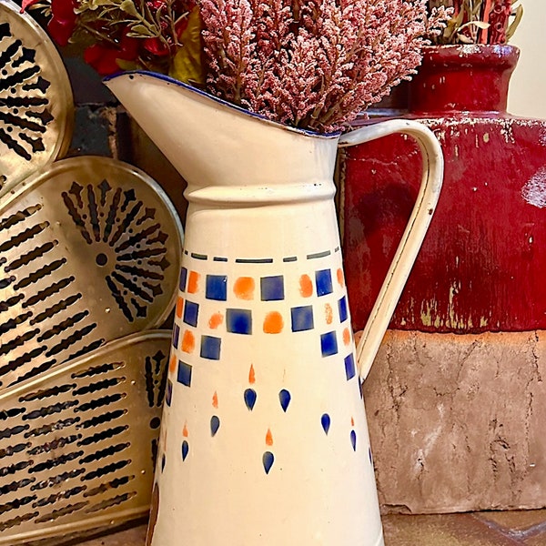 French Enamelware Pitcher - Etsy