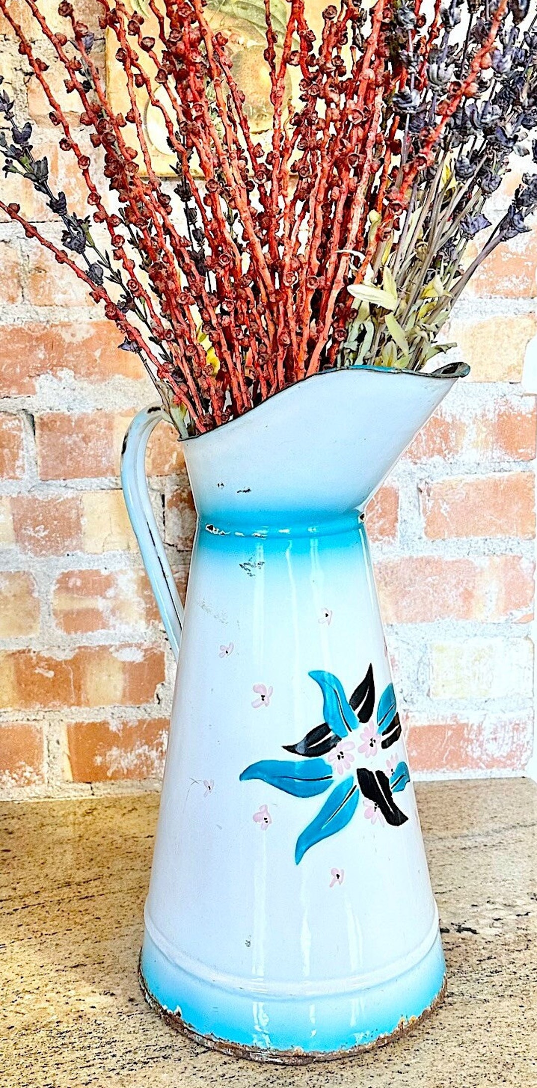 Large French Enamelware Body/bath Pitcher - Etsy