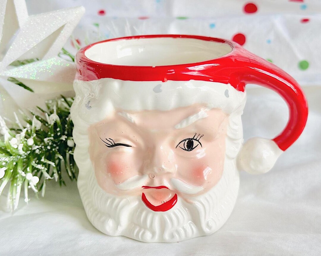 Hand Painted Winking Santa Mug From Napcoware Made in Japan - Etsy