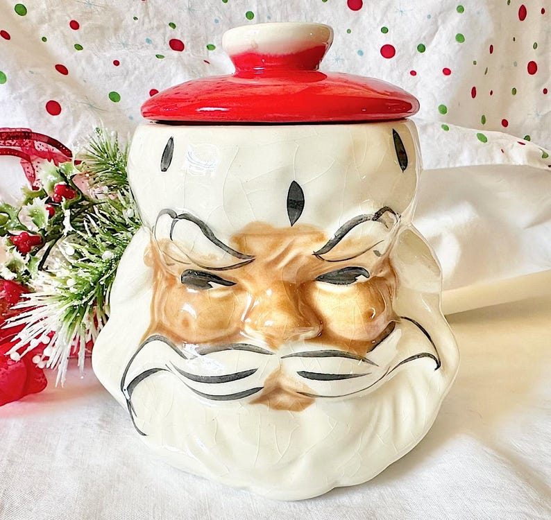 Hand-painted Santa Jar/canister With Lid - Etsy