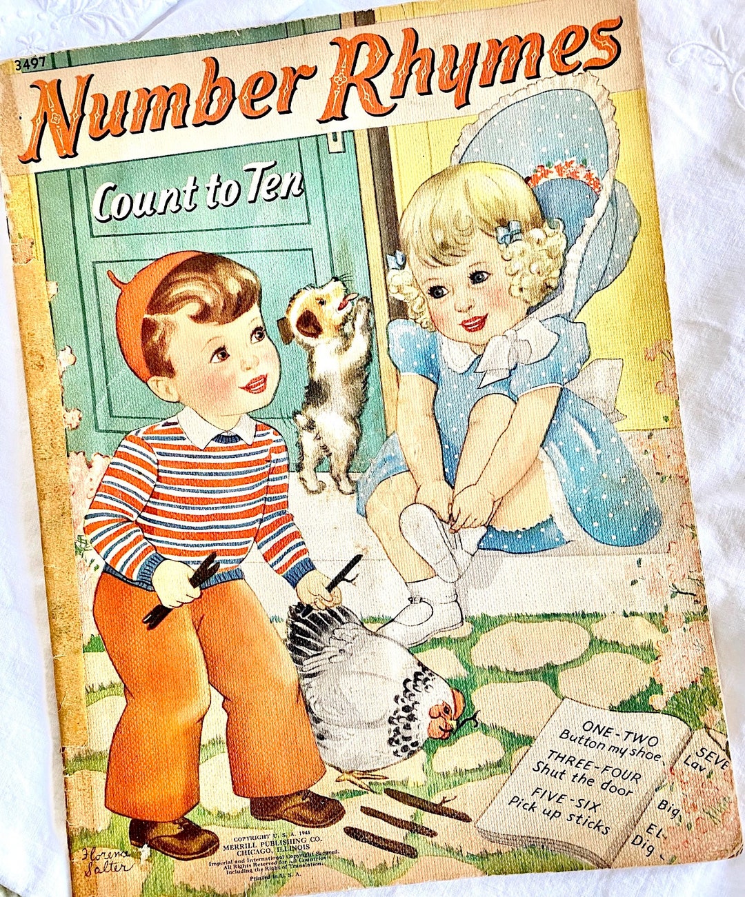Oversized Linen Storybook "number Rhymes Count to Ten" Illustrated by ...