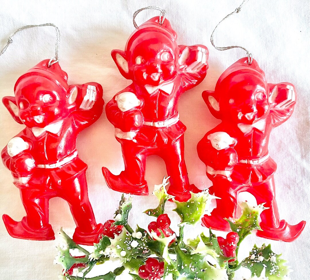 Hard Plastic Elf Ornament Set From Irwin Corporation - Etsy