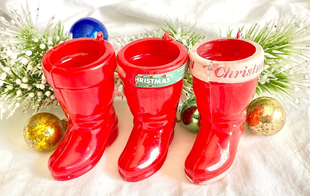 Hard Plastic Santa Boot Treat Holder/ornament From Rosbro Each Sold ...