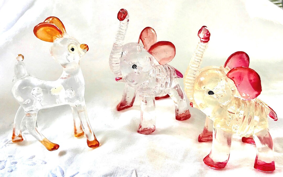 Set of Three Clear Hard Plastic Animals From Crystalite Pets - Etsy