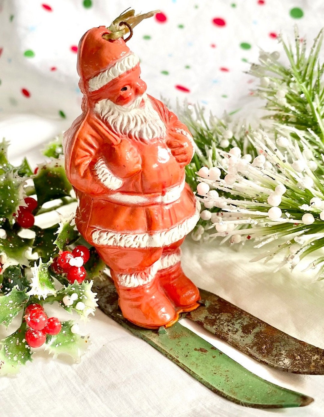 Celluloid Santa on Metal Skis From the Irwin Corp. Made in U.S.A. - Etsy