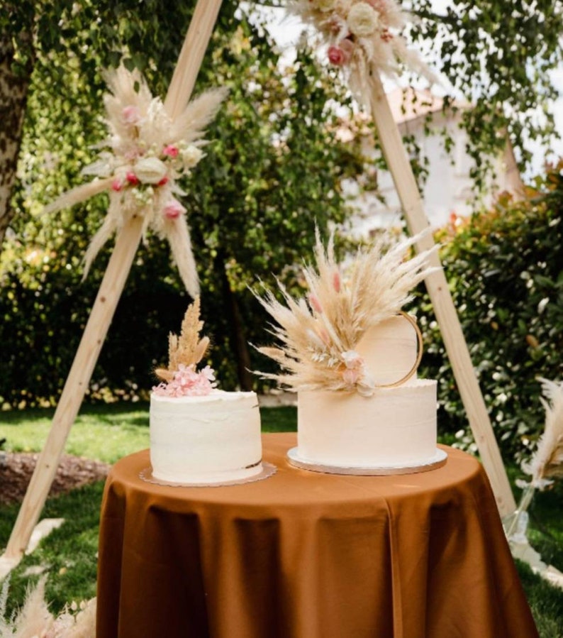 4' Rustic Pink and Gold Pampas Grass and Dried Flower Cake Topper ...
