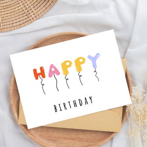Printable Birthday Card Funny Cute Instant Download PDF Balloons - Etsy