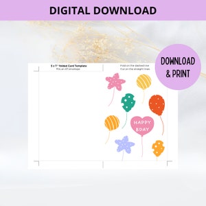Printable Birthday Card Funny Cute Instant Download PDF Balloons - Etsy