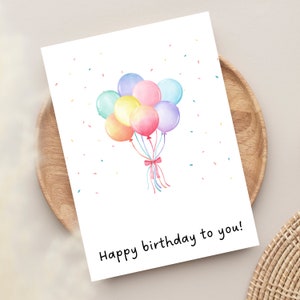 Printable Birthday Card Funny Cute Instant Download PDF Balloons - Etsy