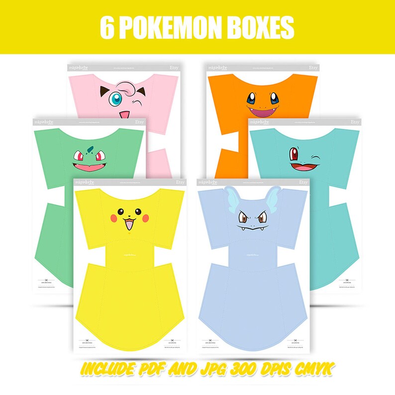 6 Pokemon Boxes Ready to Print Instant Download | Etsy