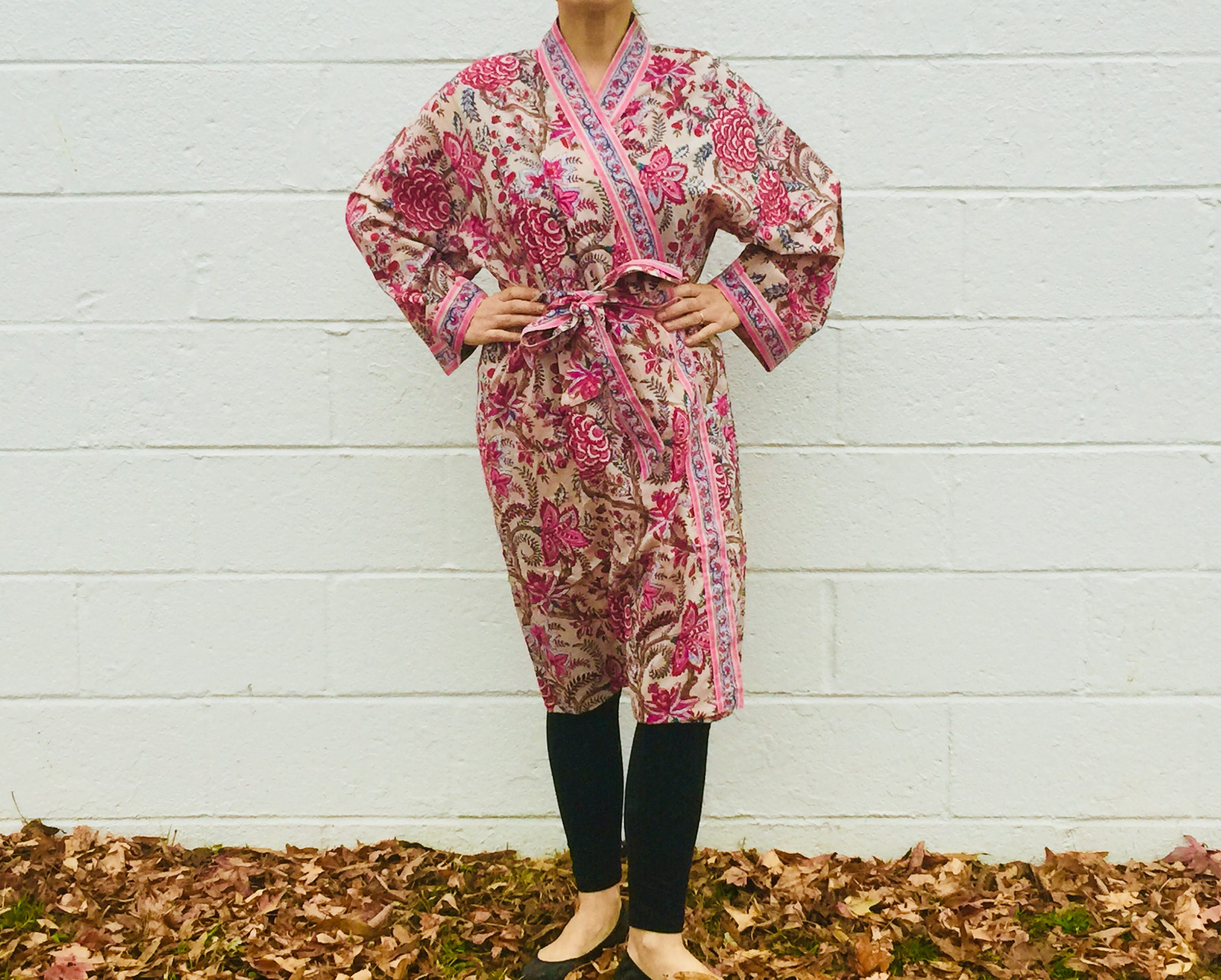 Hand-block Printed Floral Cotton Robe From India - Etsy Canada