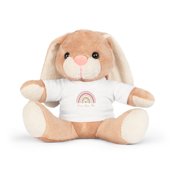 Jesus Loves Me Rainbow Stuffed Animal Bunny Etsy UK