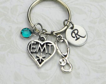 Personalized EMT Charm Keychain Emergency Medical Technician - Etsy