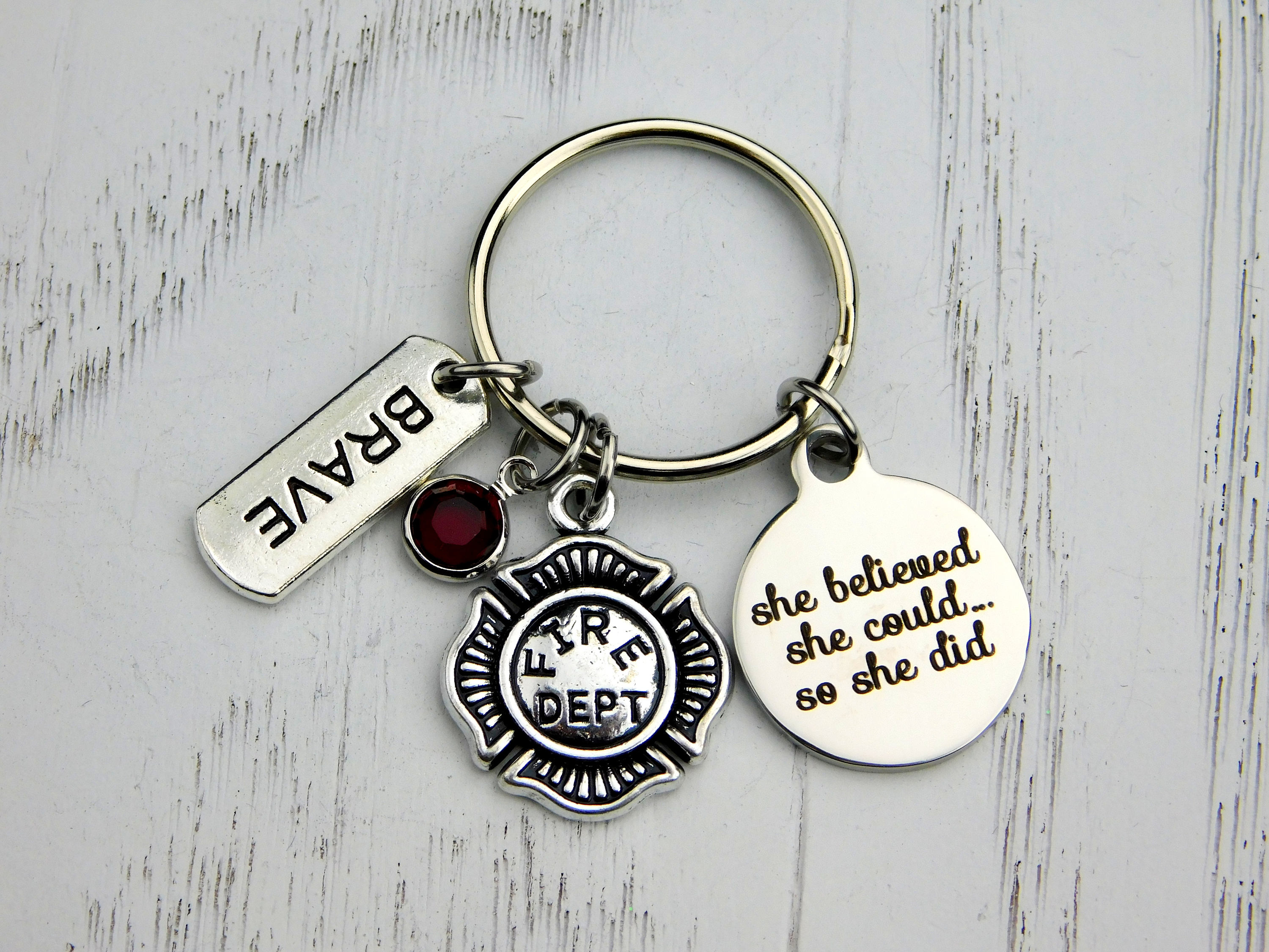 Personalized Firefighter Woman Keychain Female Firefighter | Etsy
