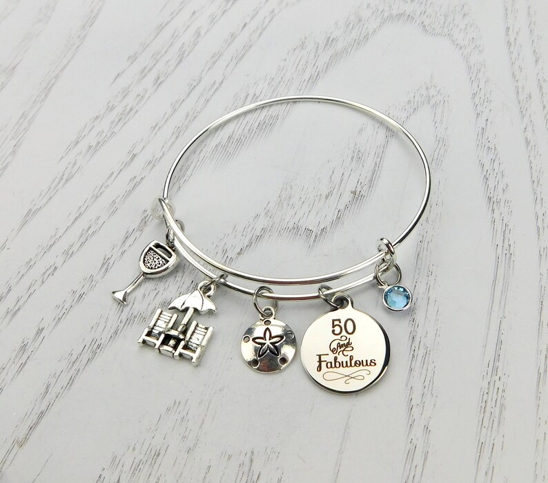 50th Birthday Gift 50 and Fabulous Bracelet 50th Birthday - Etsy