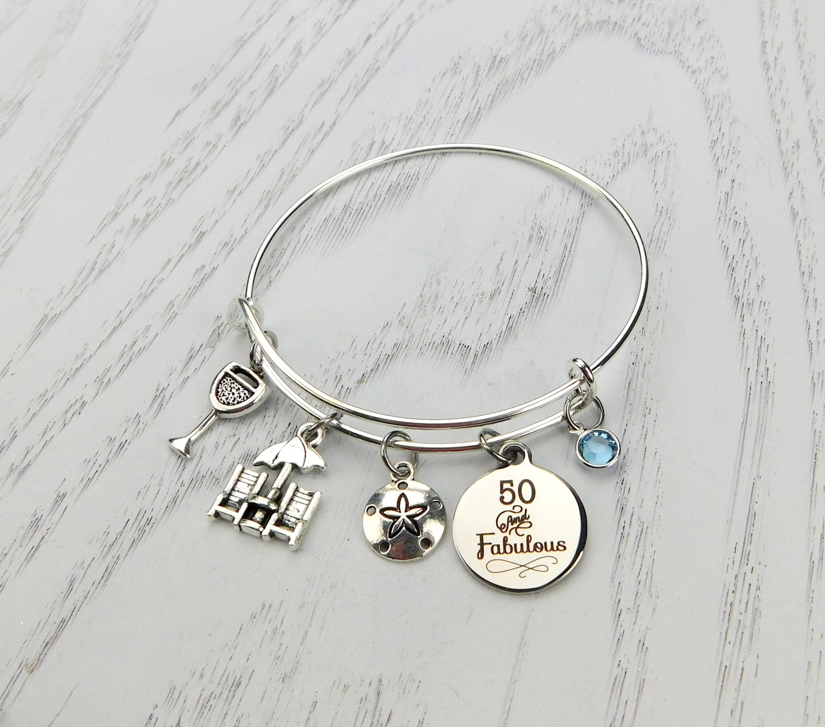 50th Birthday Gift 50 and Fabulous Bracelet 50th Birthday - Etsy