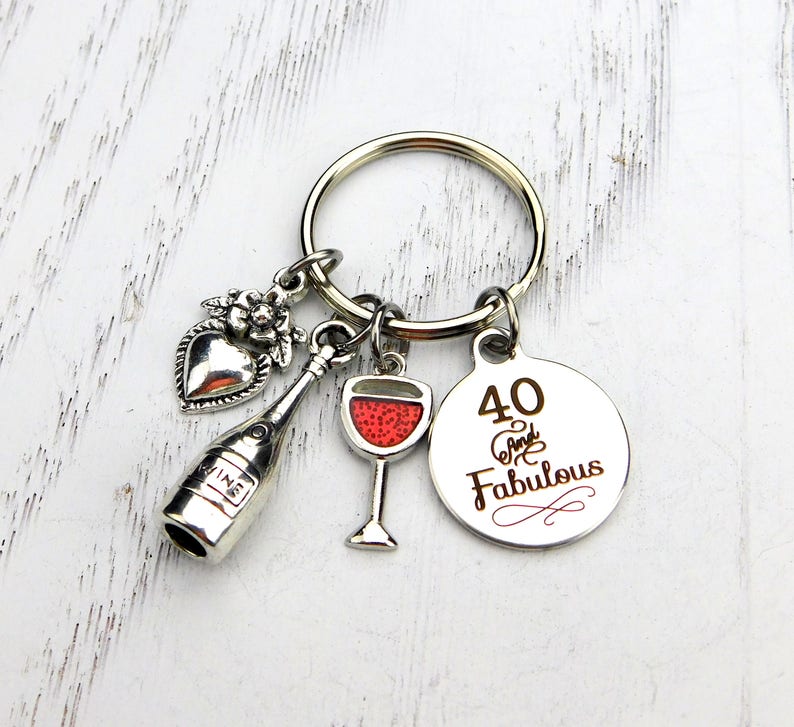 40 and Fabulous Keychain 40th Birthday Gift for Woman - Etsy