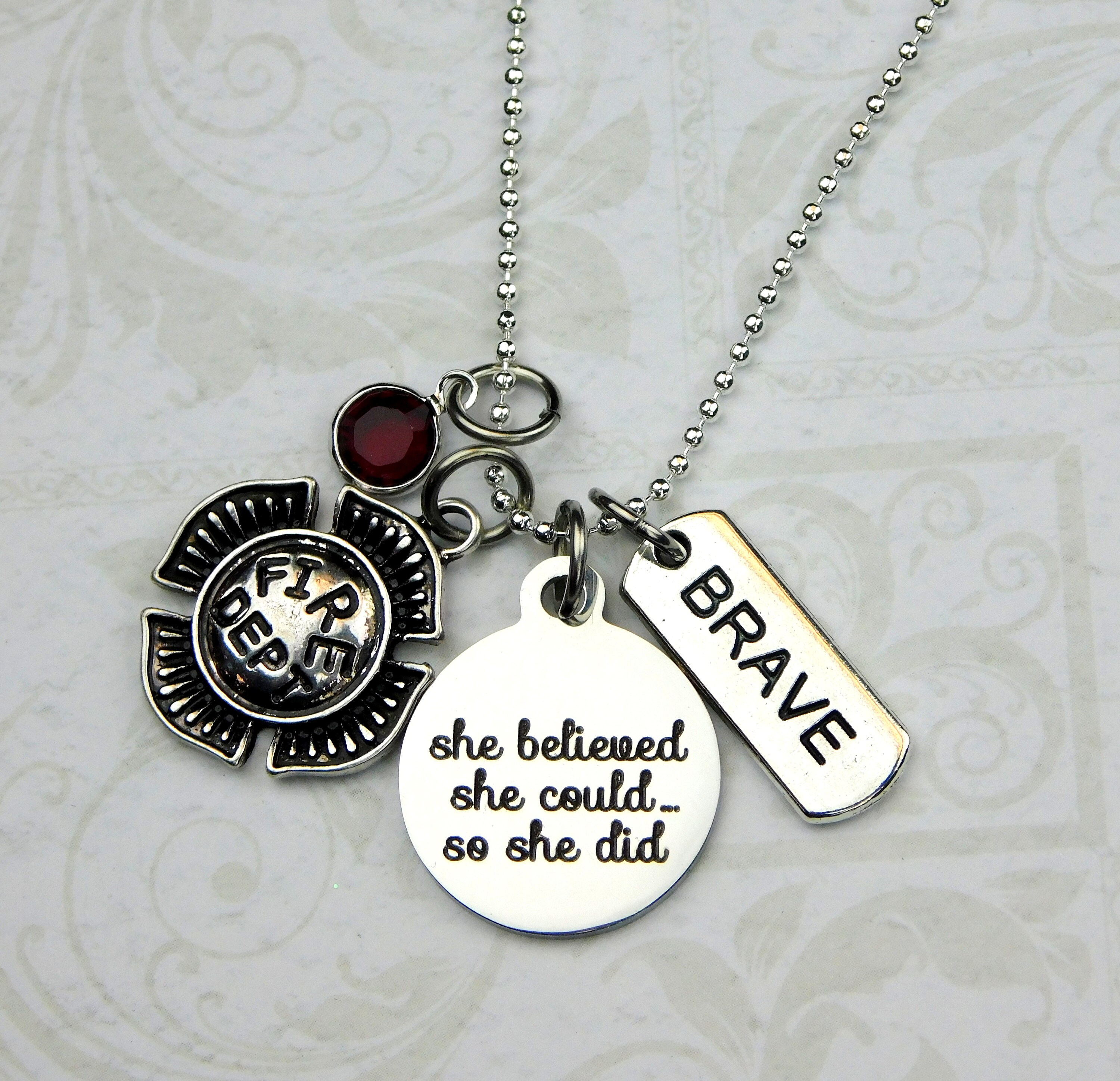 Personalized Firefighter Necklace Female Firefighter Gift | Etsy