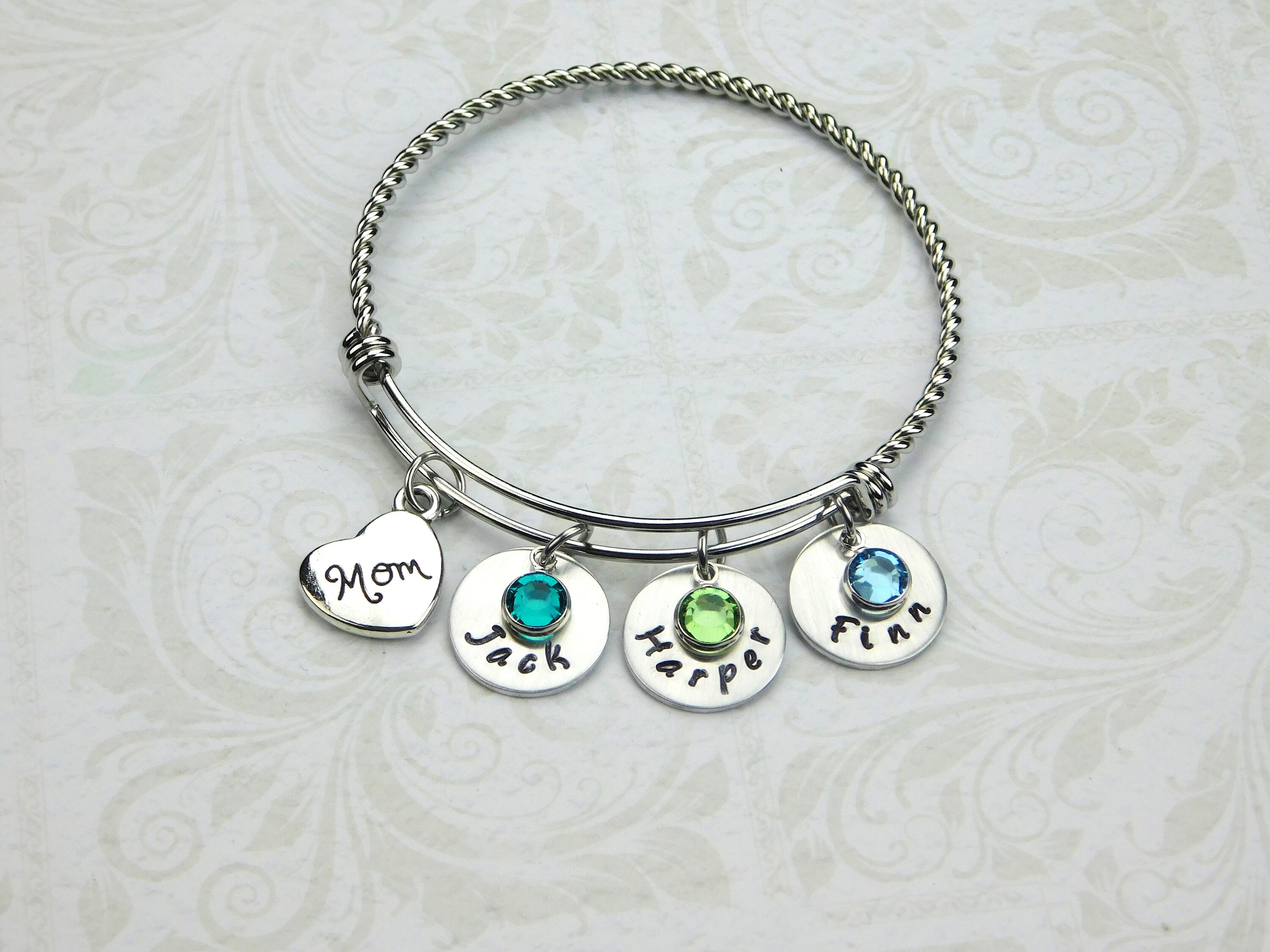 Mom Bracelet Child's Name Bracelet Birthstone Bracelet - Etsy España