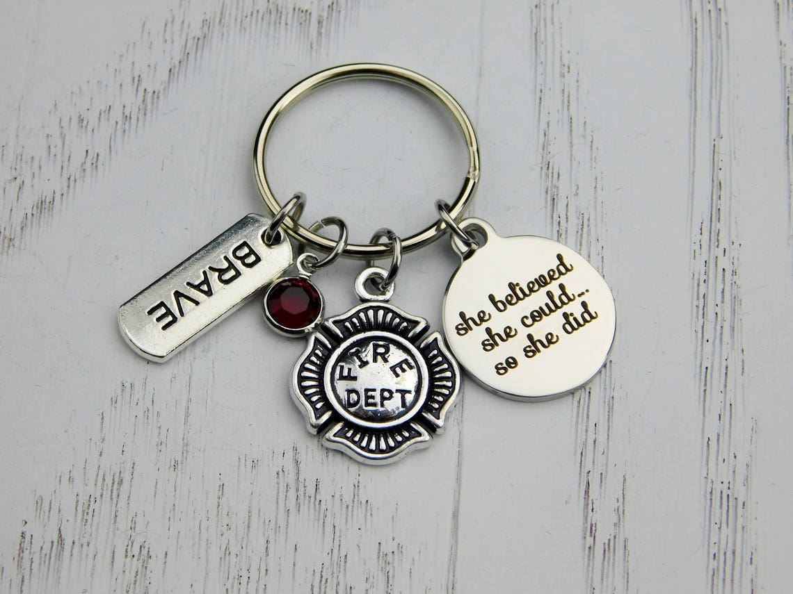 Personalized Firefighter Woman Keychain Female Firefighter - Etsy