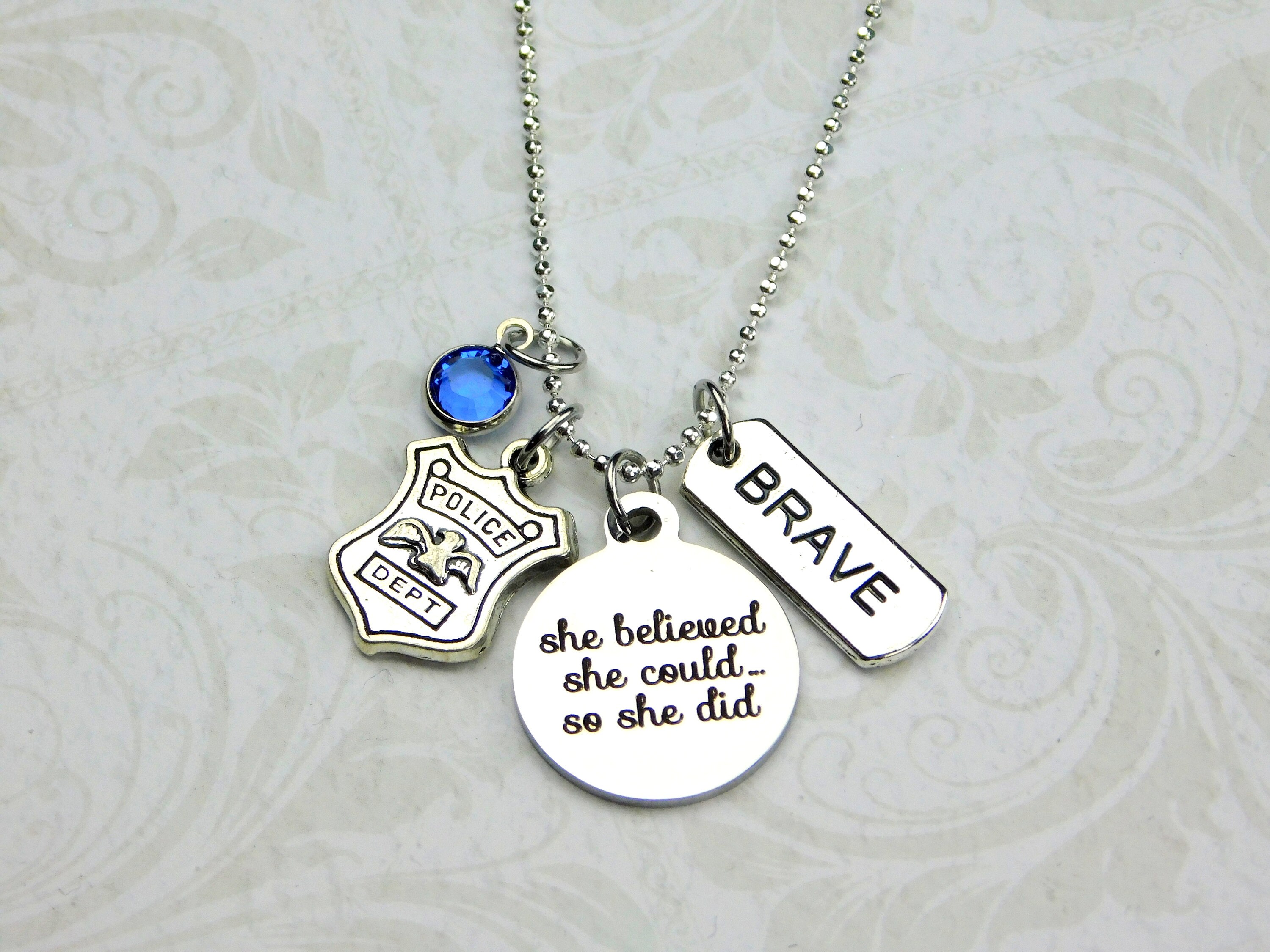 Personalized Police Woman Necklace, Female Police Gift, She Believed ...