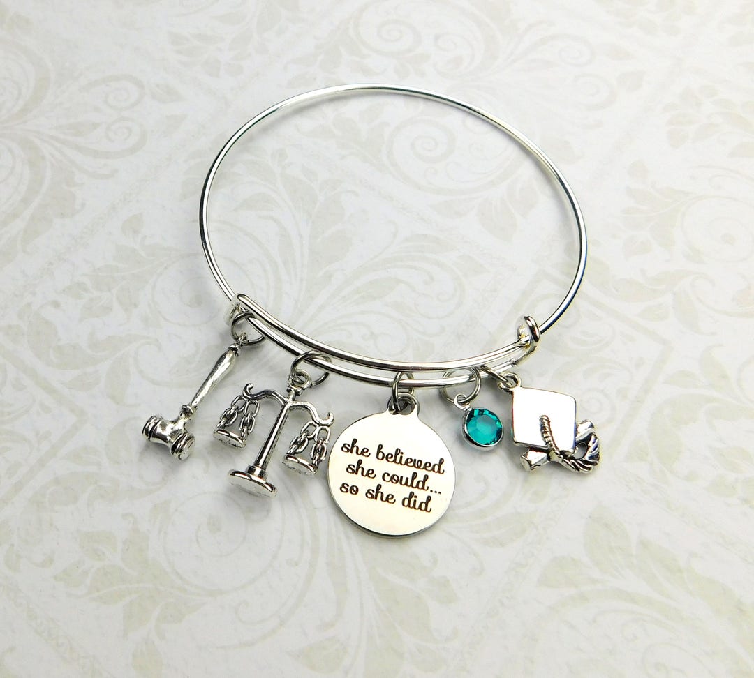 Lawyer Graduation Bracelet, Attorney Bracelet, She Believed She Could ...