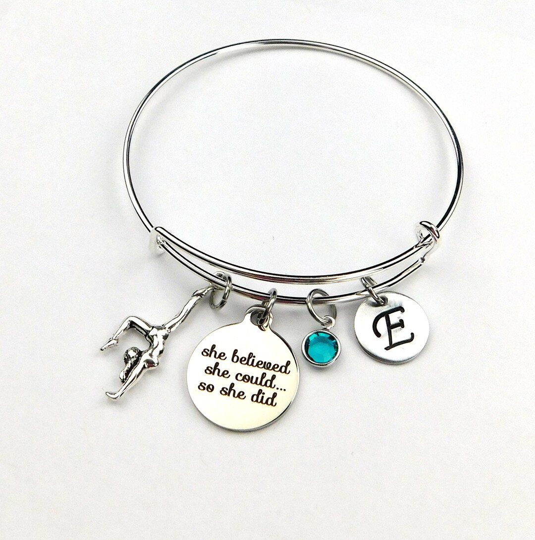 Gymnast Bracelet, Gymnastic Bracelet, She Believed She Could, Initial ...