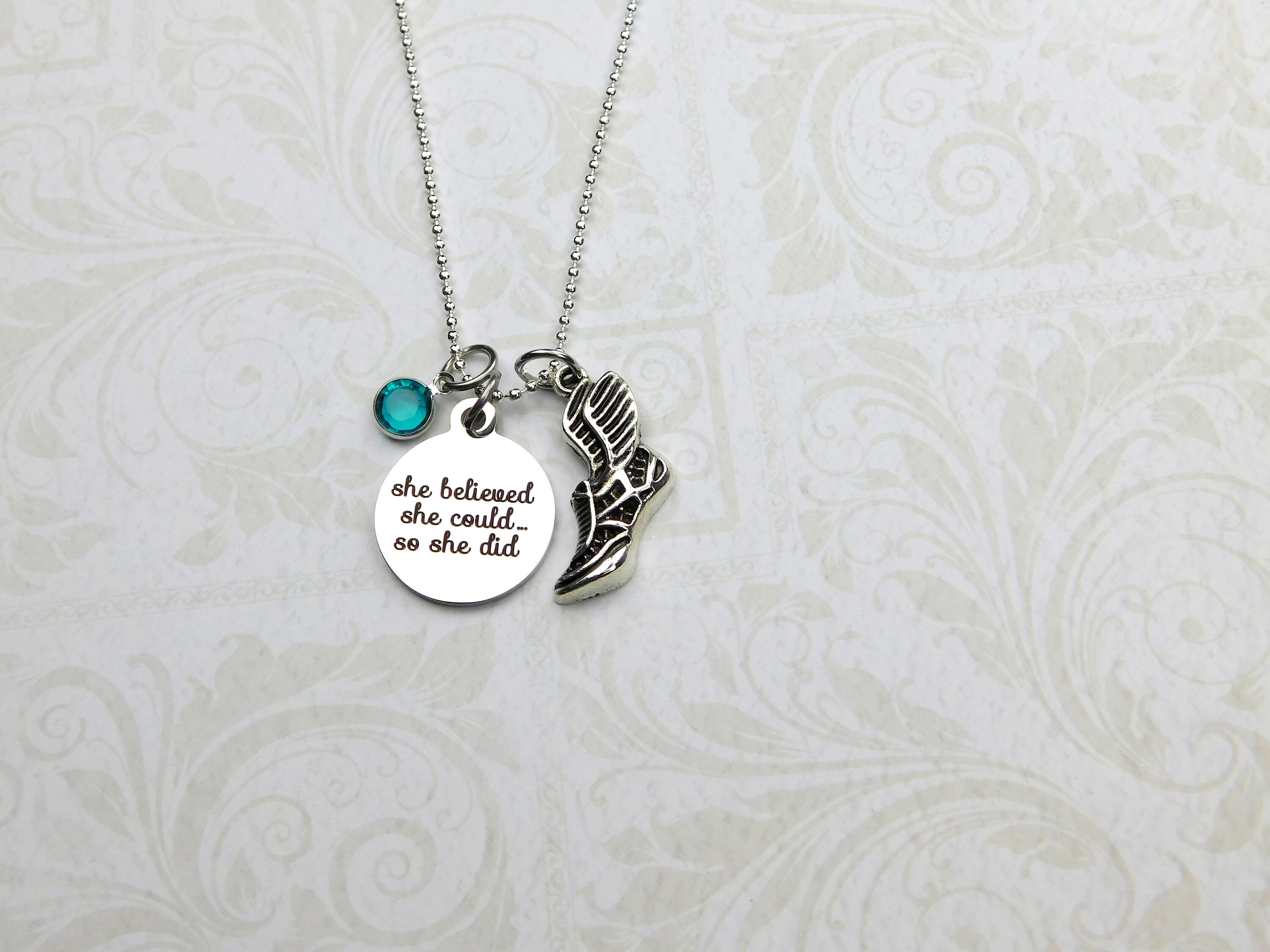 Running Necklace, Runner's Necklace,running Shoe Necklace, She Believed ...