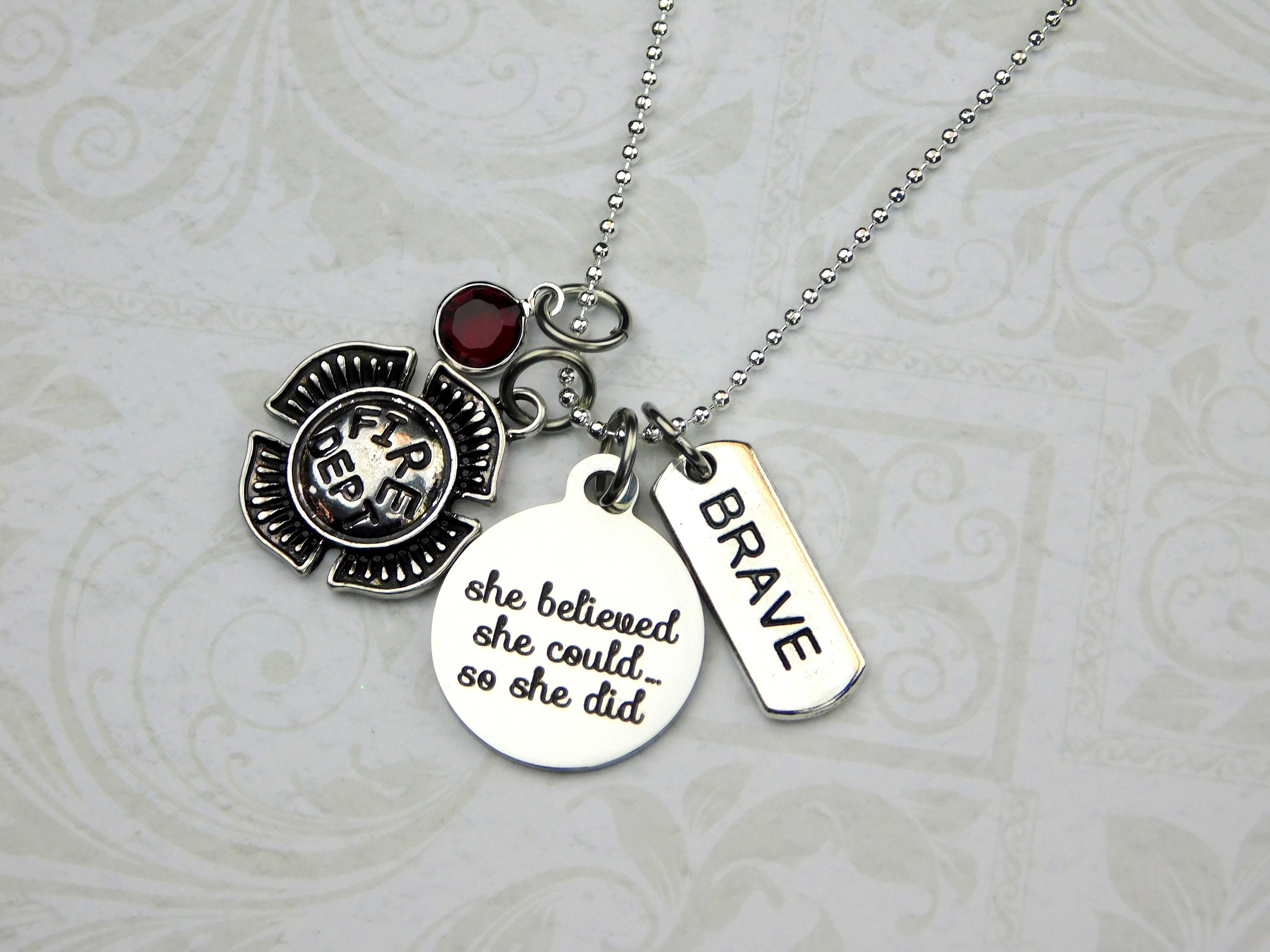 Personalized Firefighter Necklace Female Firefighter Gift | Etsy