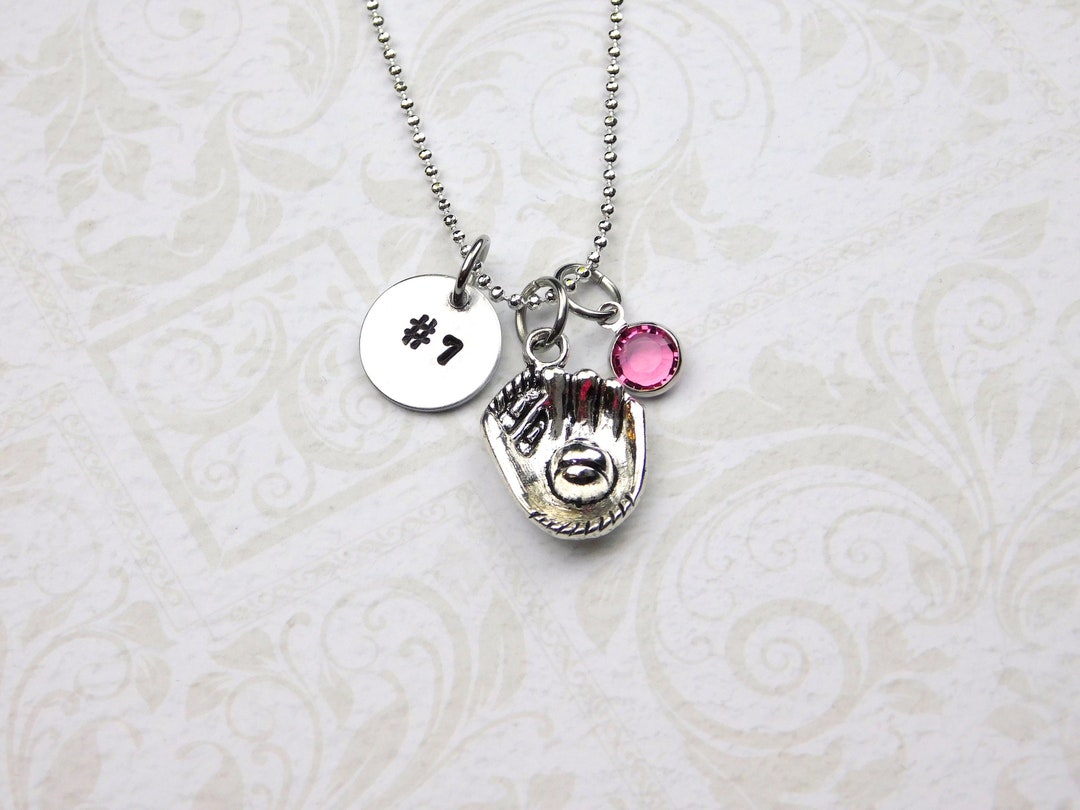Personalized Softball Necklace, Softball Player Necklace, Birthstone ...