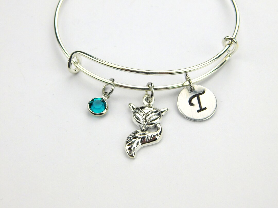 Fox Bracelet Bangle Bracelet Fox Jewelry Initial - Etsy