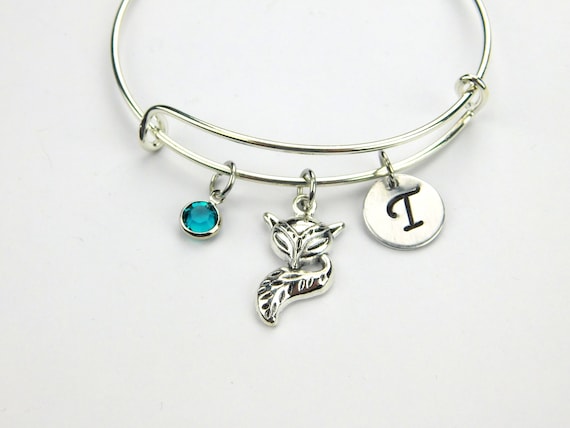 Fox Bracelet Bangle Bracelet Fox Jewelry Initial | Etsy