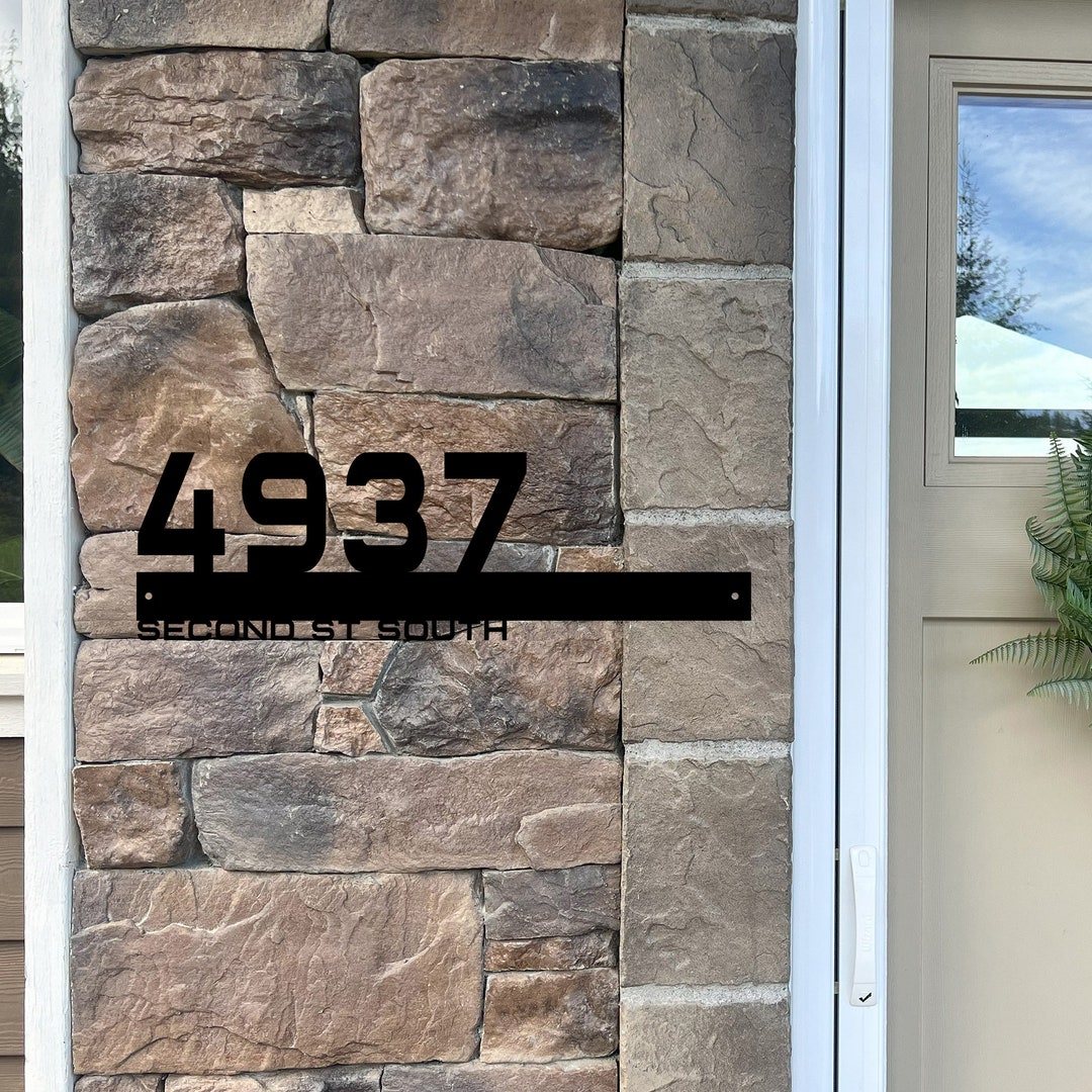 Modern Metal Address Sign, Custom Steel House Numbers, Contemporary ...