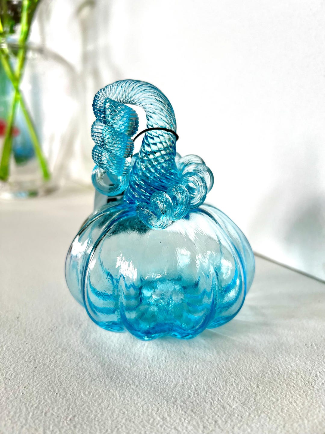 MINI Coastal Blue Glass Pumpkin - Etsy