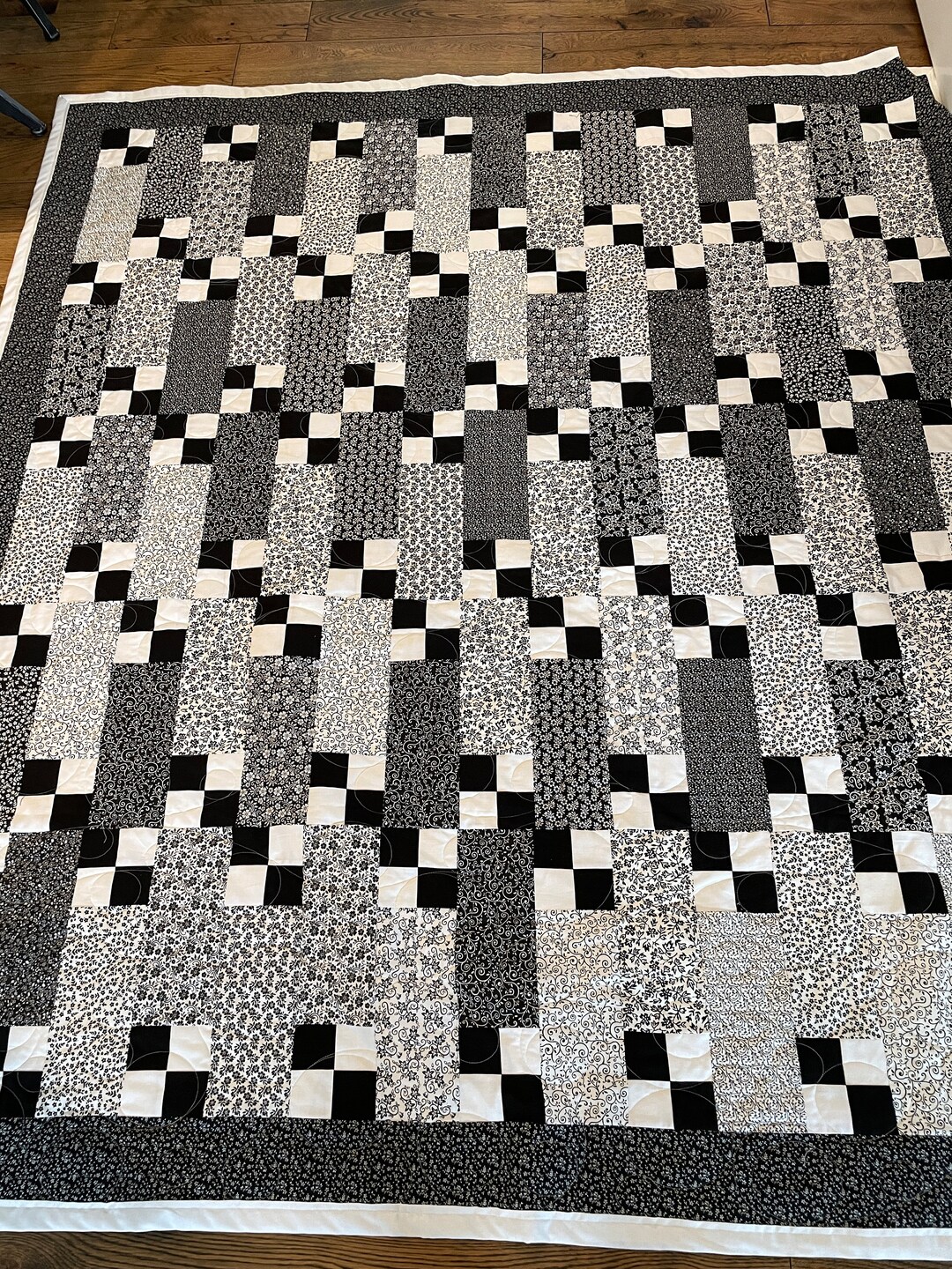 Black and White Patchwork Quilt - Etsy