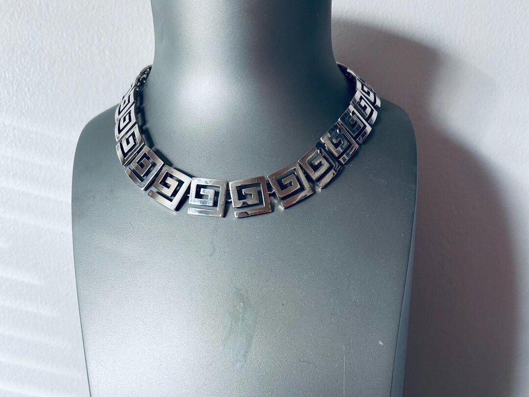 Sterling Silver Greek Key Necklace - Etsy