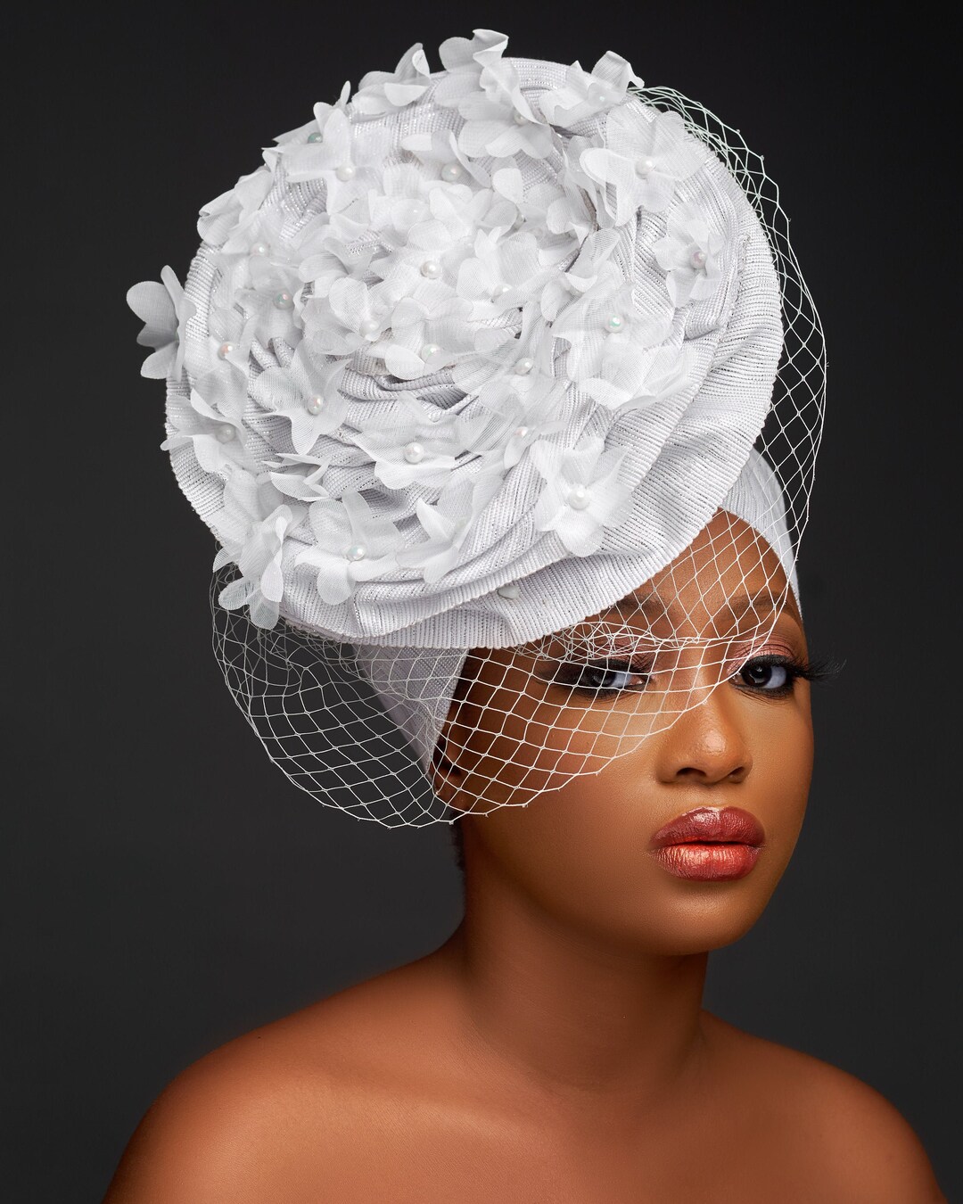 White Fascinator Autogele /white Iconic Auto Gele/ White Ready to Wear ...