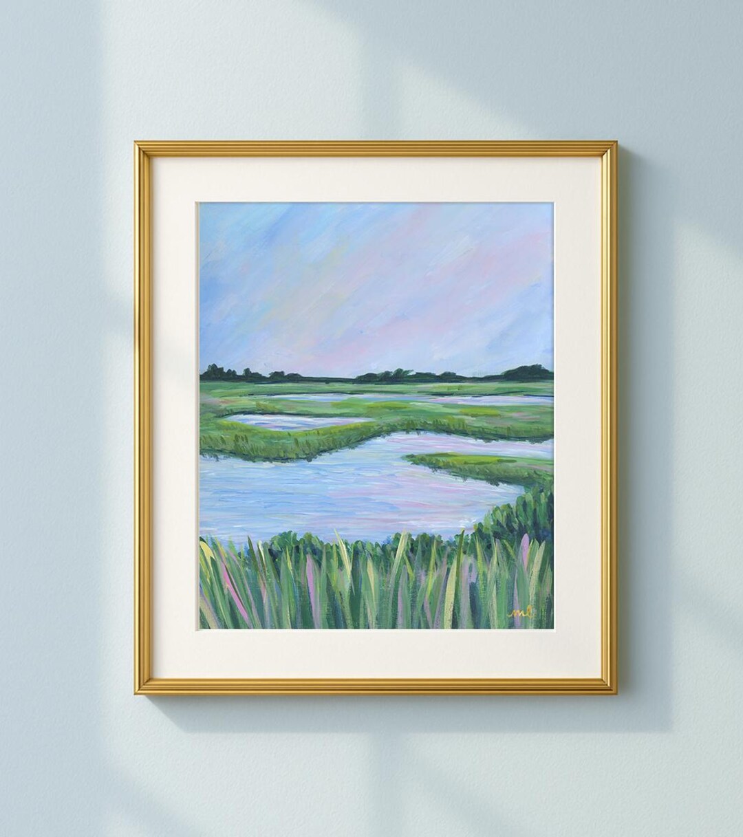 Southern Marsh Landscape Art Print: Grandmillennial Coastal Decor ...
