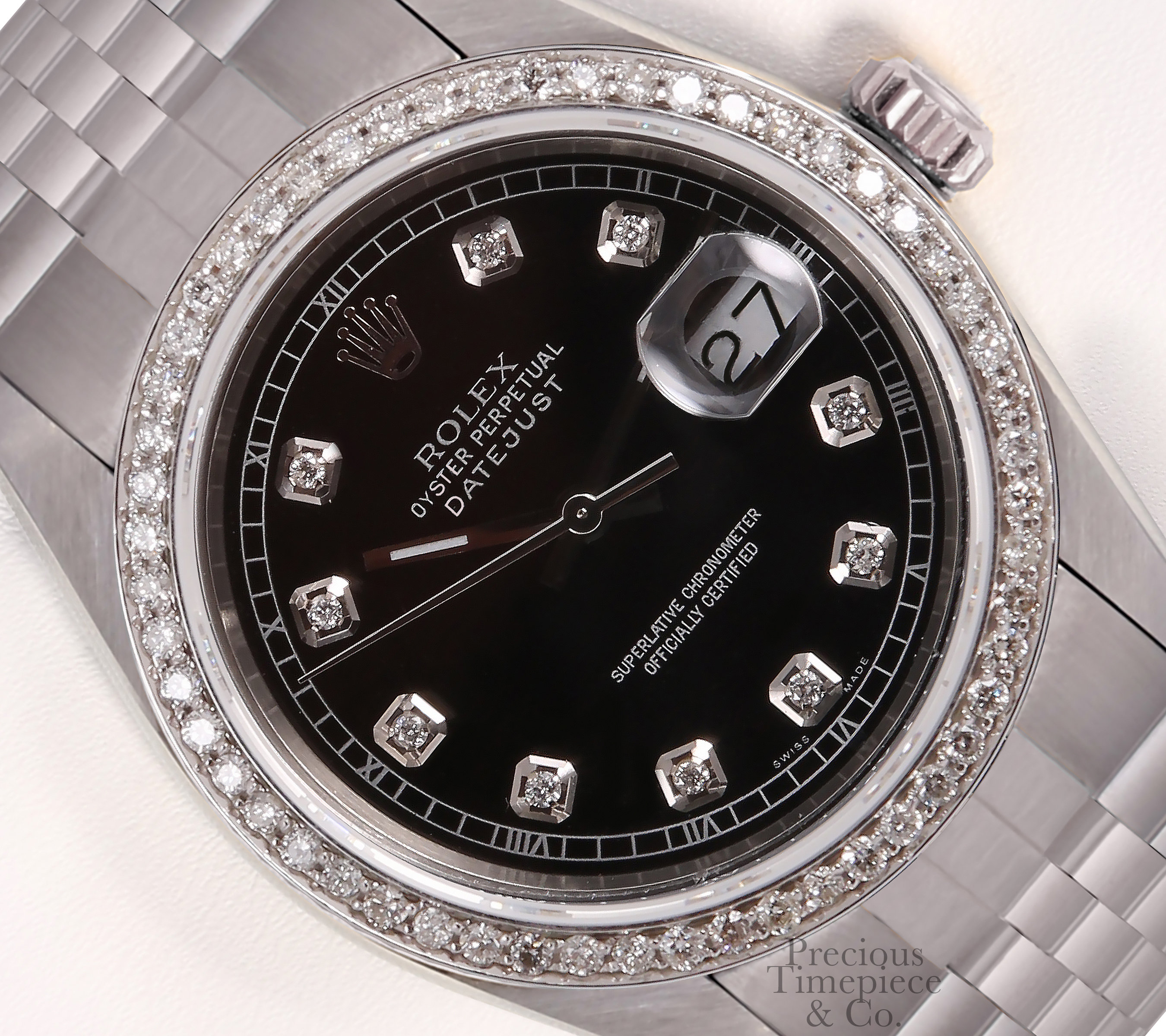 Rolex Datejust acero inoxidable 18k diamante bisel 36mm reloj | Etsy