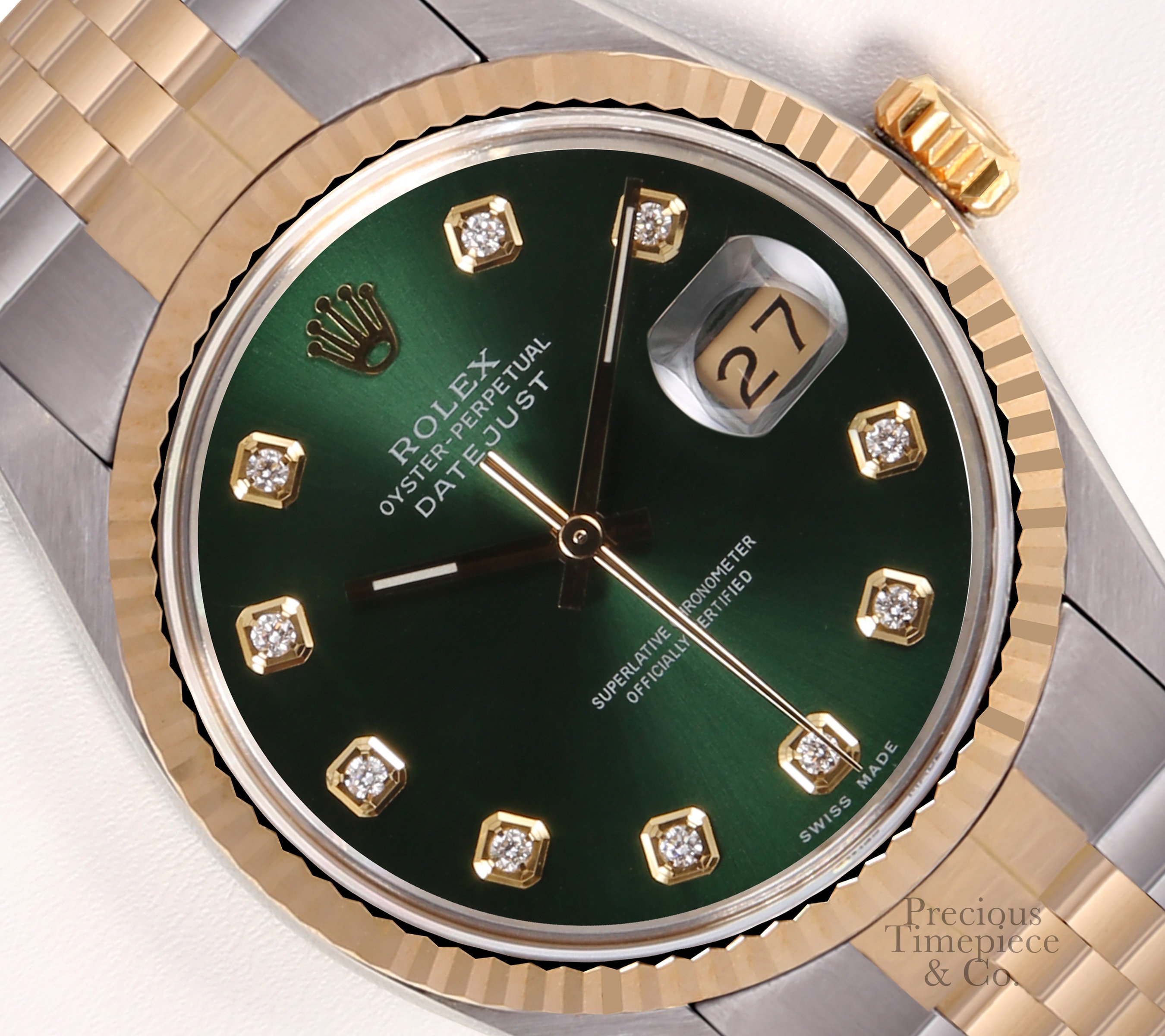 Rolex Datejust Dos Tonos 18k Bisel-Verde Diamante Dial-36mm - Etsy México