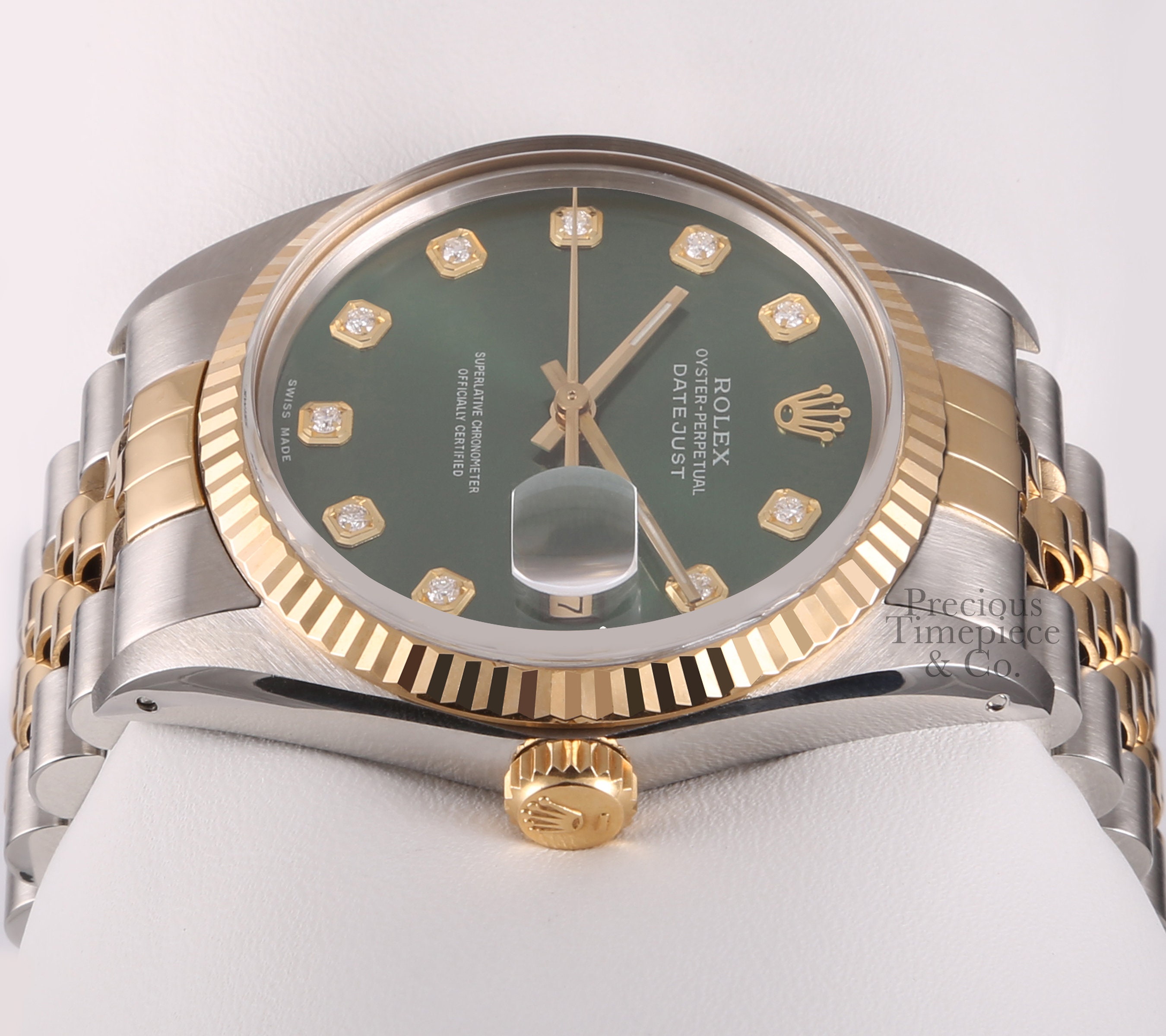 Rolex Datejust Dos Tonos 18k Bisel-Verde Diamante Dial-36mm - Etsy México