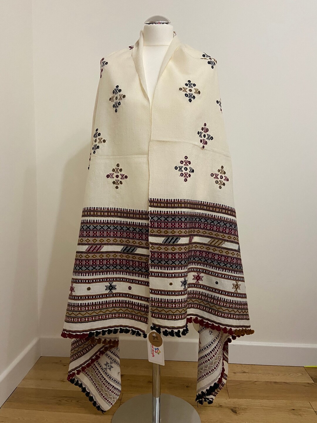 Beige - Authentic Indian Handwoven/hand-loomed Natural Wool Shawl From ...